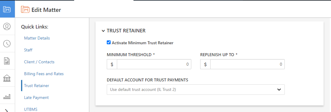 Set up an Evergreen Retainer – Smokeball Support Hub