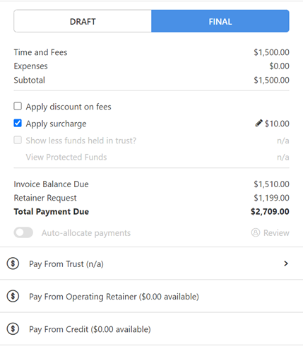 Add an Evergreen Retainer request to an invoice – Smokeball Support Hub