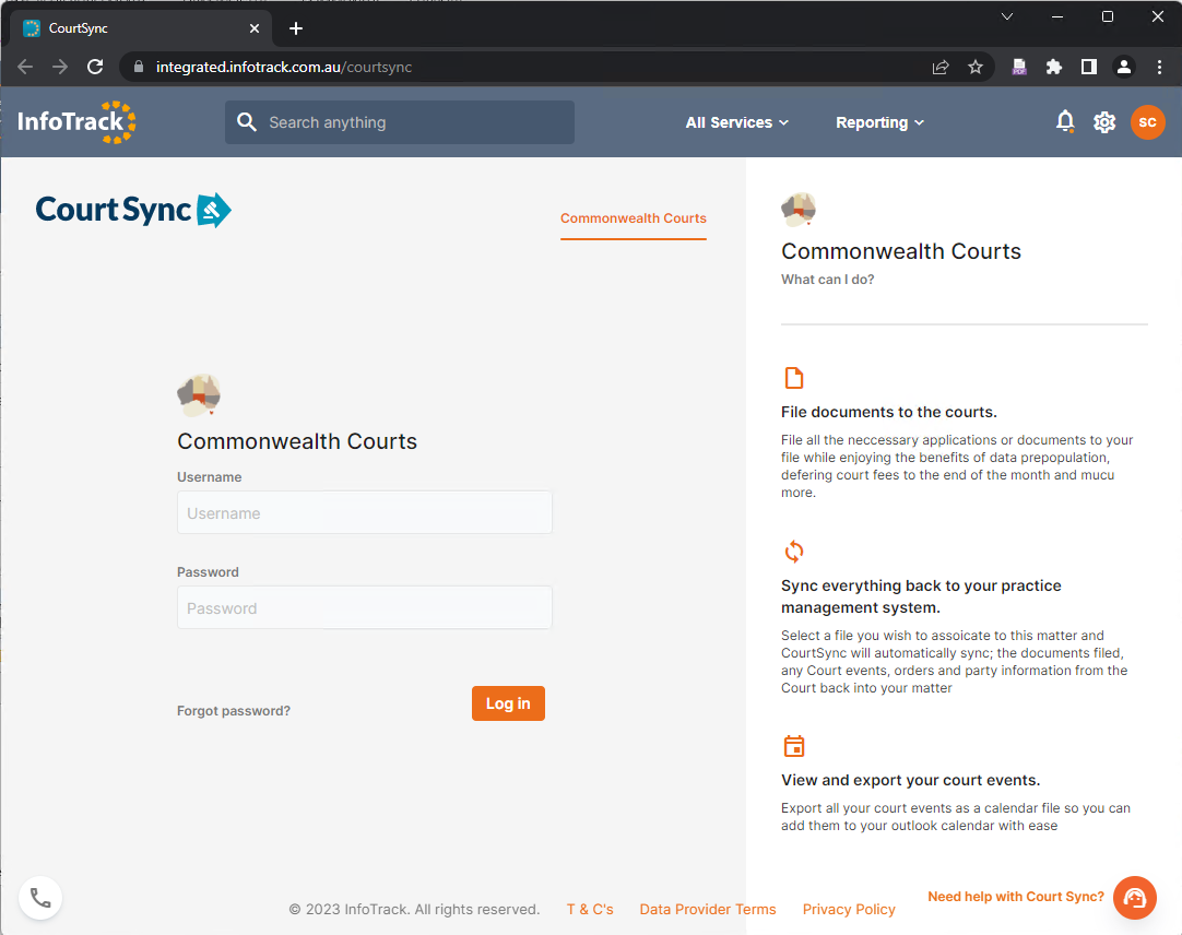 Using InfoTrack CourtSync – Smokeball Support Hub