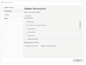 Matter Permissions – Smokeball Support Hub
