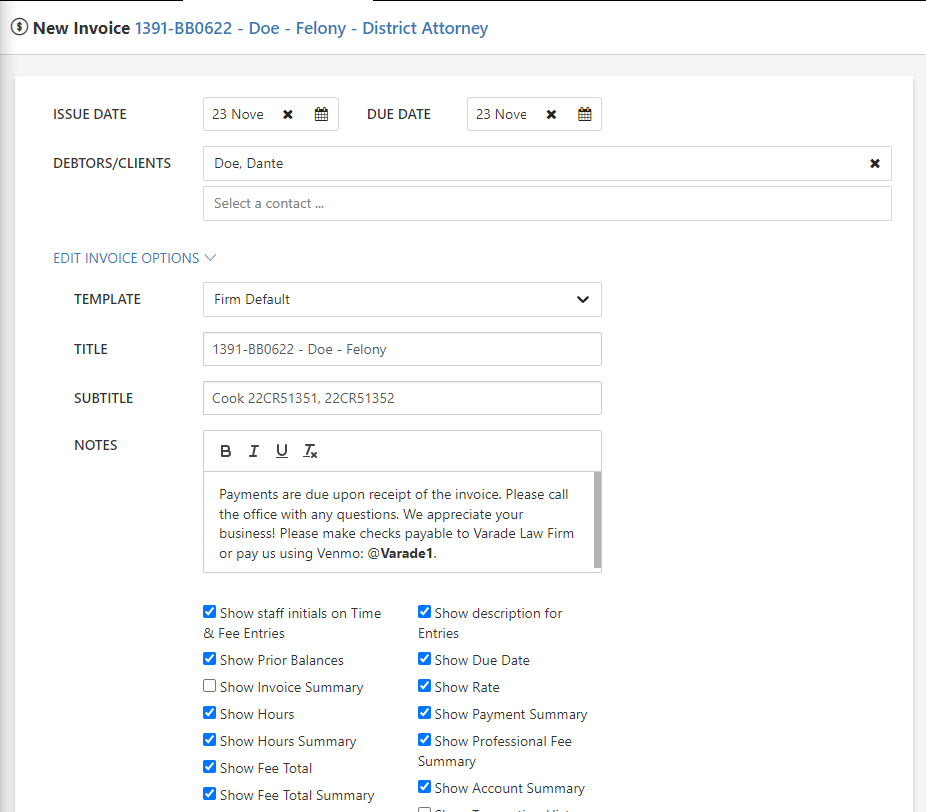 Create an invoice – Smokeball Support Hub