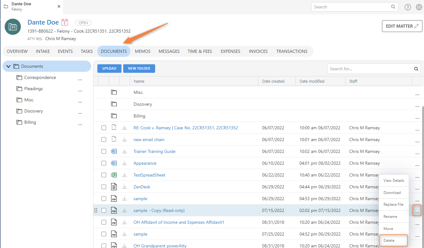 Delete Documents – Smokeball Support Hub