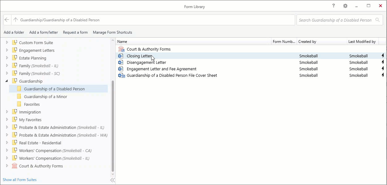 Move files out of a base form suite – Smokeball Support Hub