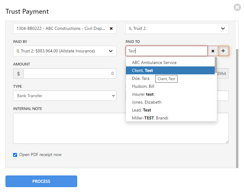 Refund trust or operating retainer transactions and paid invoices ...