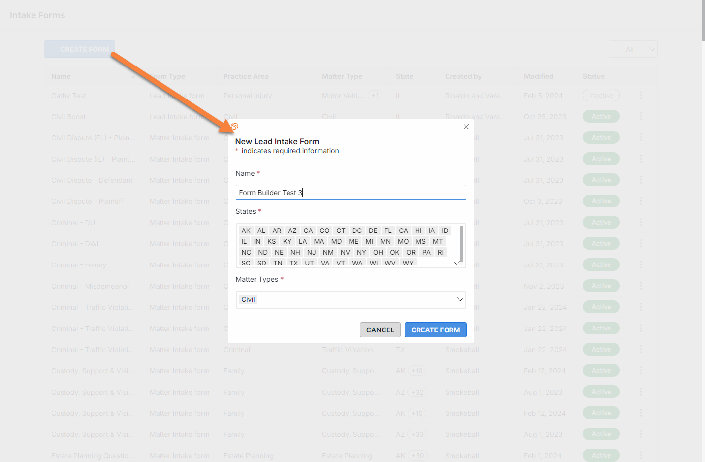 Create a custom intake form – Smokeball Support Hub