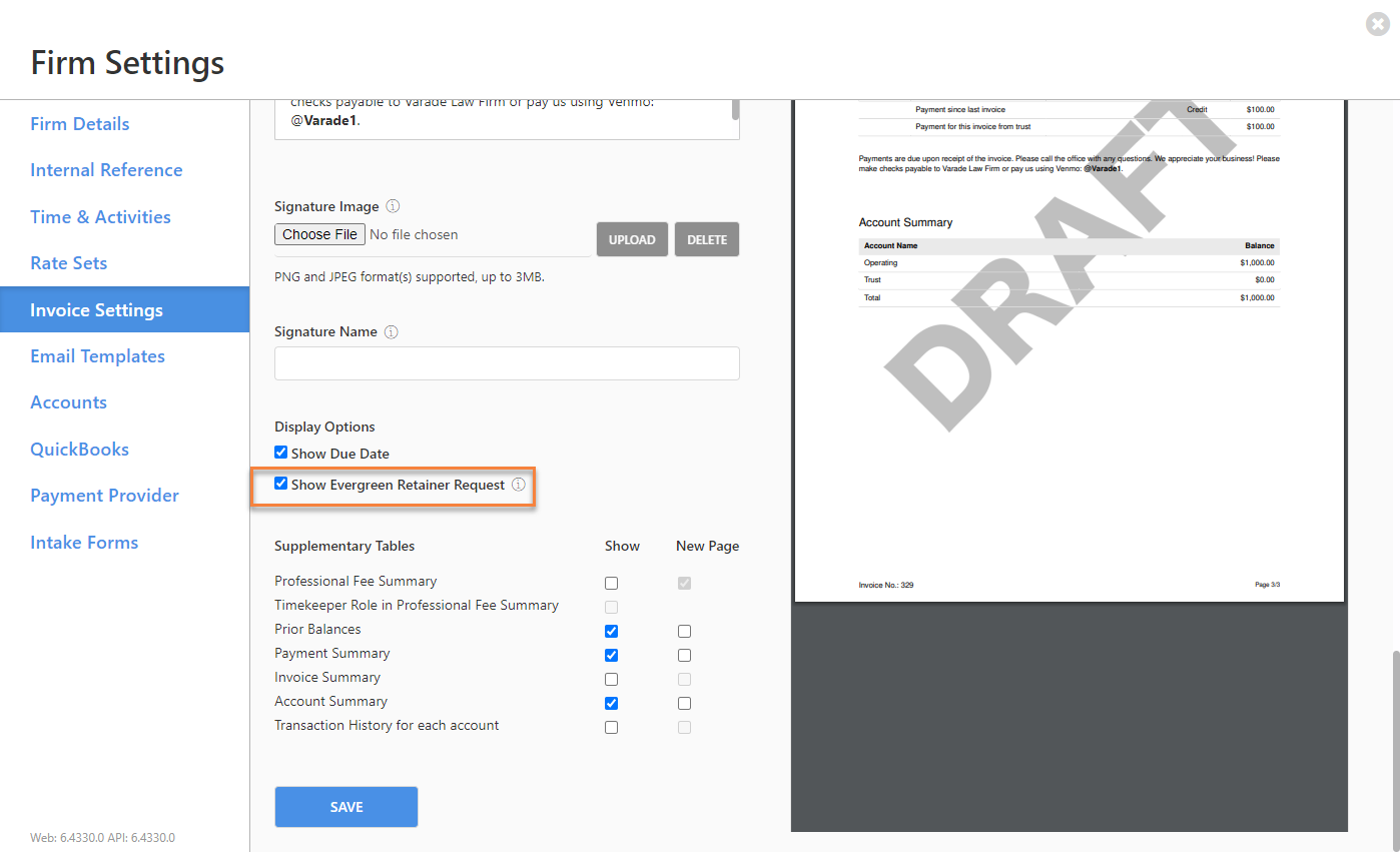 Add an Evergreen Retainer request to an invoice – Smokeball Support Hub
